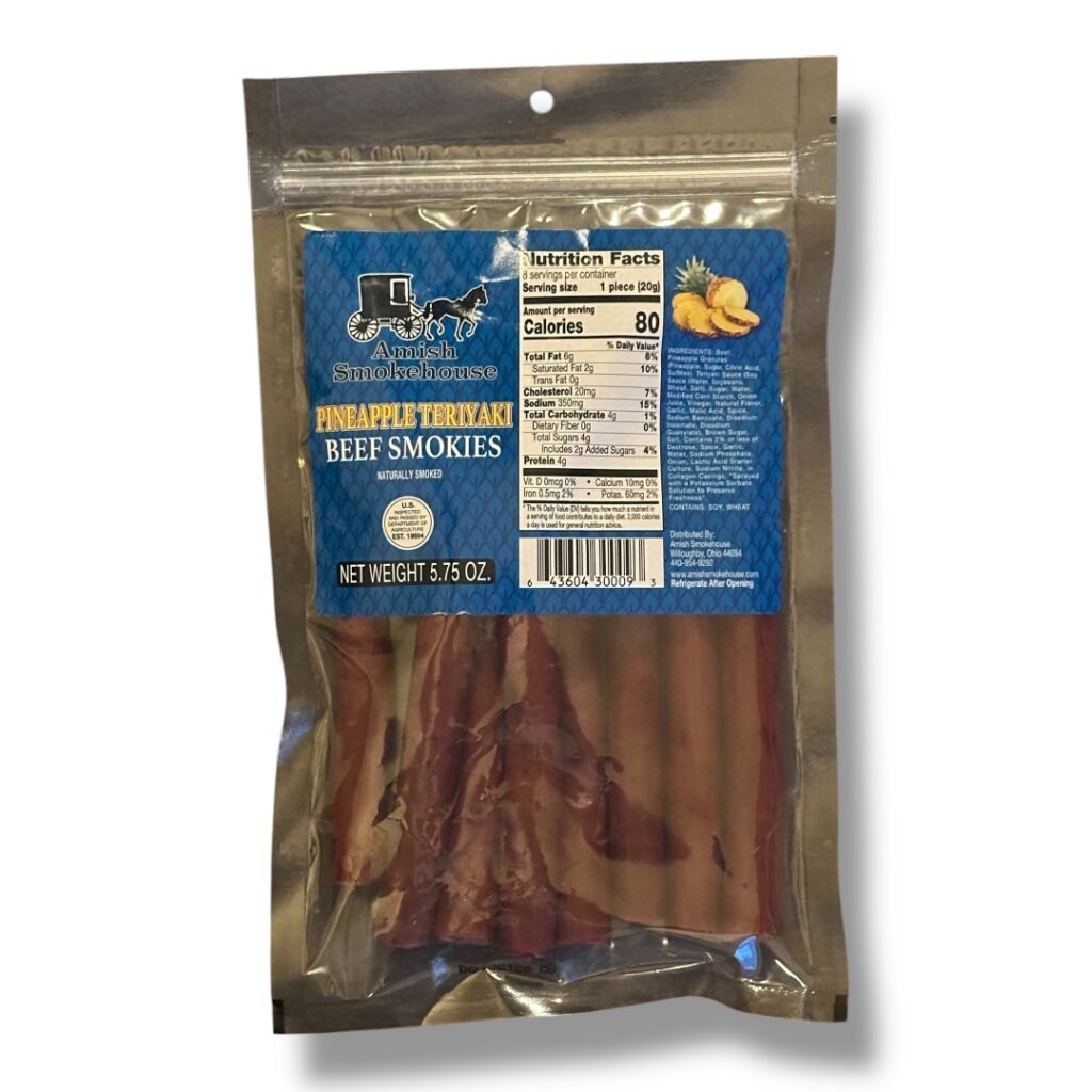 Amish Smokehouse Pineapple Teriyaki Beef Smokies, 5.75oz Bag - Amish ...