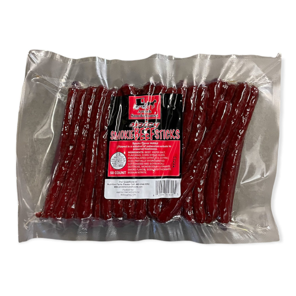 Amish Smokehouse Spicy Beef Sticks – Bulk 50ct - Amish Smoke House