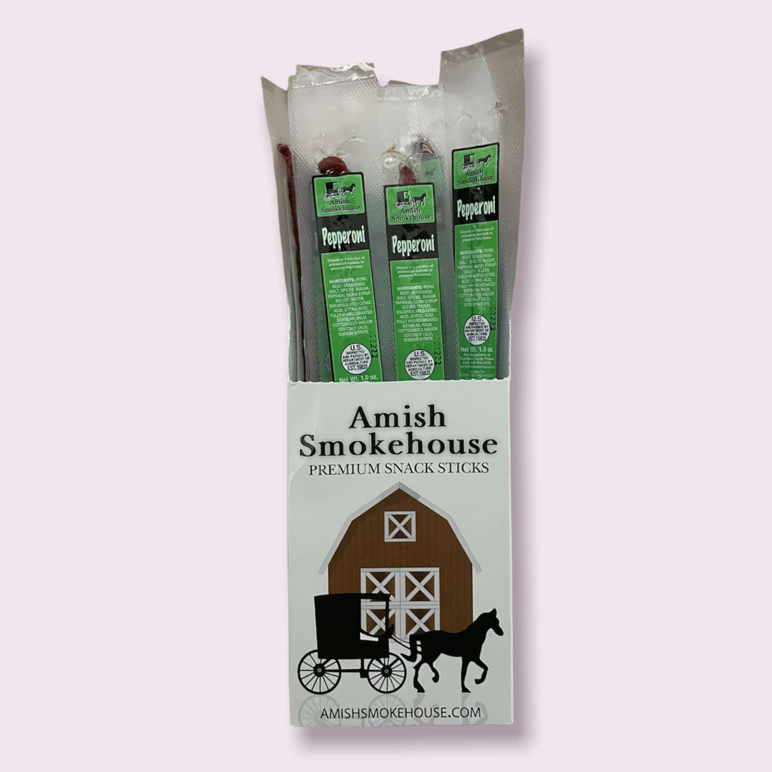 Pepperoni Beef Sticks 21 Ct. Individually Wrapped - Amish Smoke House